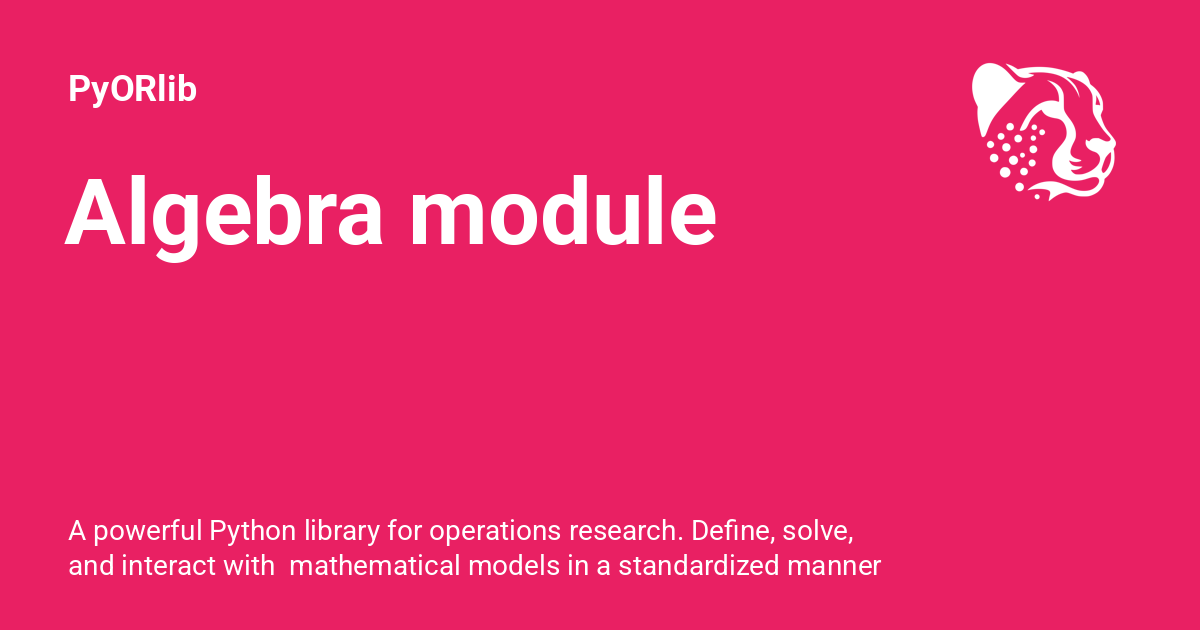 Algebra module - PyORlib